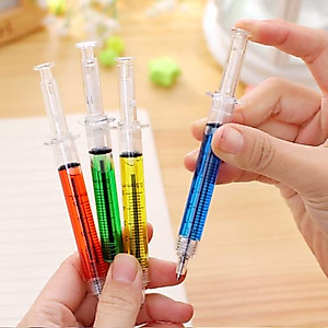 SunAngel Multi-Color Syringe Pen Writes In Black Ink,Nurse pens, Imaginary Doctor Play, Office Supplies (red,green,yellow,blue, 24PCS)