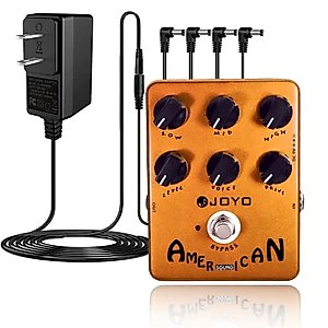 JOYO JF-14 American Sound Amp Simulator Pedal Bundle with DC 9V Pedal Power Supply (800mA -1A) AC Adapter