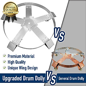 BotaBay Upgrade Drum Dolly for 55 Gallon Drums, Barrel Dolly with 5 PCS 360° Rolling Swivel Caster Wheels and Brake, Heavy Duty Steel Frame Drum Cart for Workshops, Factories, Warehouses