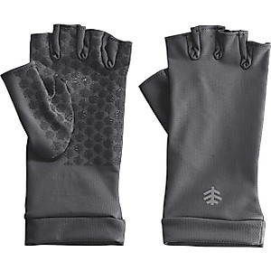 Coolibar UPF 50+ Men's Women's Ouray UV Fingerless Sun Gloves - Sun Protective (Small- Charcoal)
