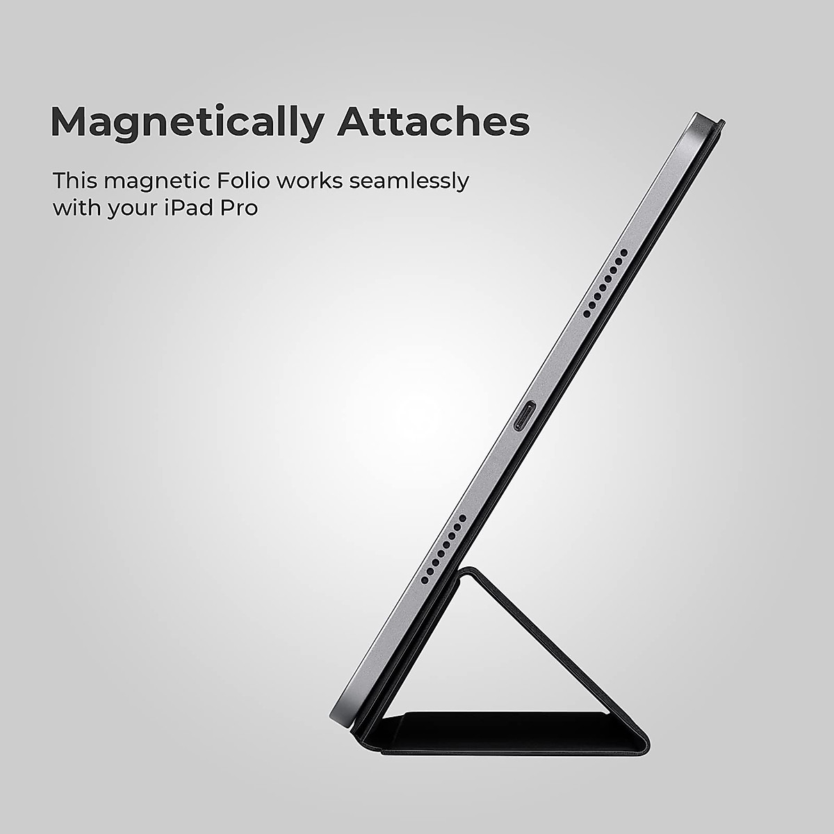 pitaka Magnetic Case & Folio for iPad Pro 12.9 6th/5th Generation 2022/2021 Slim Tri-Fold Stand with Auto Wake/Sleep Case Compatible with Magic Keyboard - Black