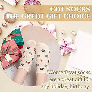 Justay 5 Pairs Womens Cute Cat Socks Novelty Funny Cat Claw Socks Animal Fun Ankle Socks