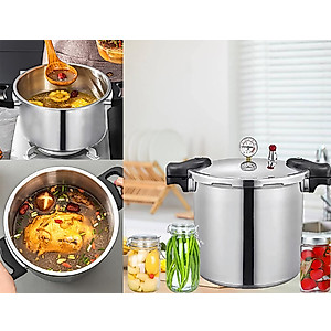 GHKWXUE 25 Quart Pressure Canner Cooker & Induction Compatible Built-in luxury digital pressure gauge With 1 steaming tray & Pressure release 13 PSI (+/- 5 Percent) Delivery from US