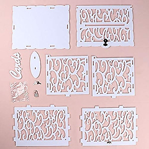 OurWarm Wedding Card Box PVC Hollow Wedding Envelope Box with Lock and Card Sign, Upgraded Security Money Box Gift Card Box for Wedding Reception Birthday Baby Shower Graduation Party Supplies