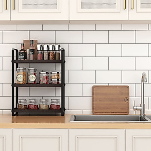 HNRLOY Bathroom Countertop Tray,Cosmetic Tray,Bathroom Organizer,Bathroom Counter Stand,Countertop Organizer,Countertop Storage Shelf (Brown 3 Tier)