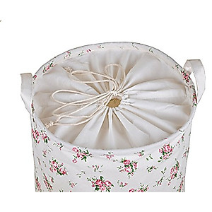 Hflove Large Thick Folding Laundry Basket Waterproof Cotton Storage Basket Floral Laundry Basket