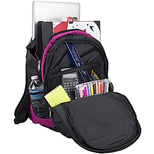 Eastsport Oversize Multifunctional Sports Backpack for Work, Travel, Outdoors - Black/Magento Pink