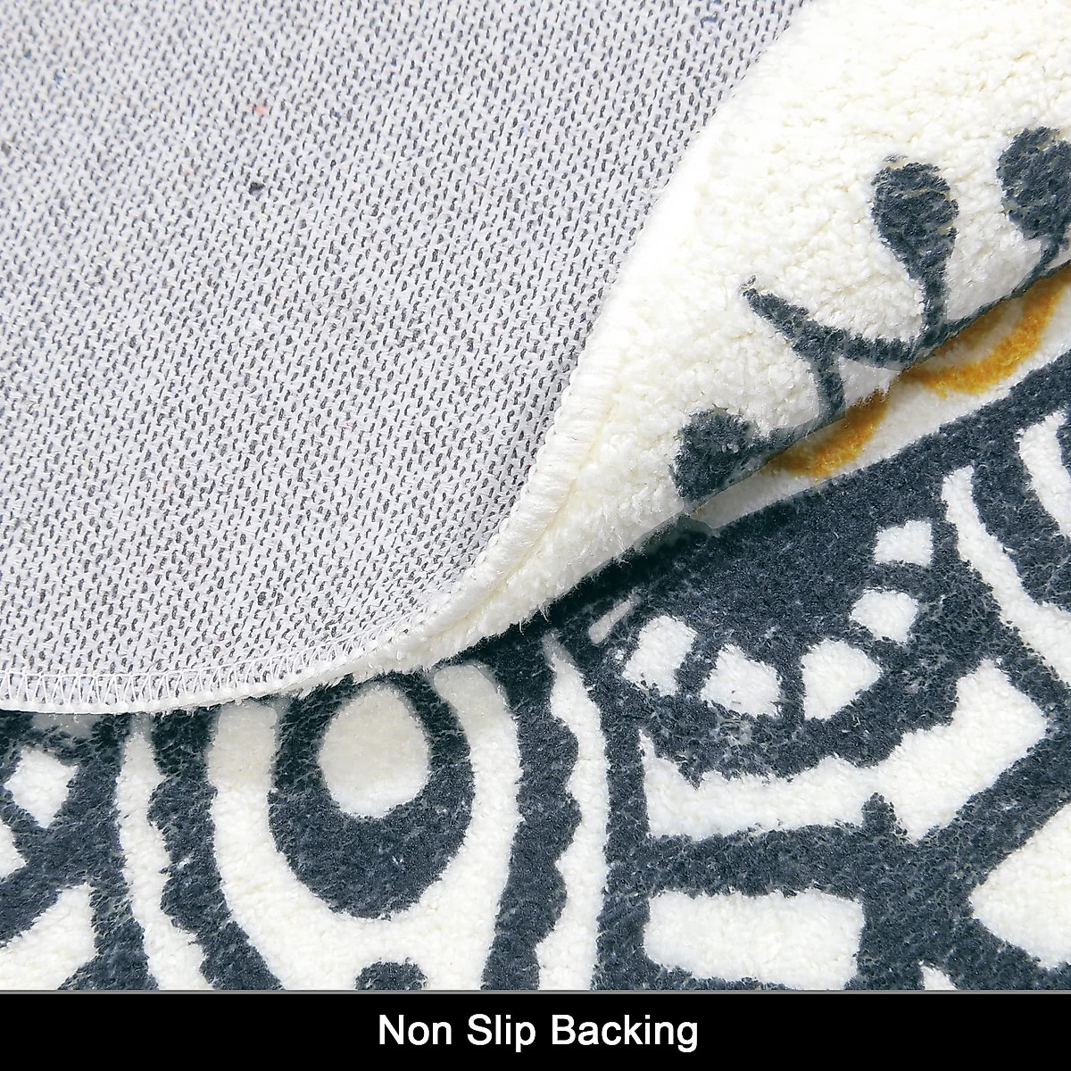 HEBE Boho Round Rugs 4Ft Washable Non Slip Round Area Rug Throw Soft Cute Round Nursery Rug Soft Fluffy Bathroom Rug Circle Rug for Bedroom Dorm Kids Room Nursery