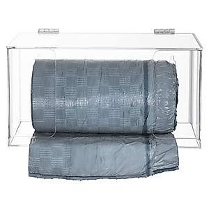 Aphbrada Trash Bag Dispenser Roll Holder, Wall Mount Acrylic Garbage Bag Dispenser Roll Holder with Lid Compatible with Glad Hefty 13 30 33 Gallon Trash Can Liner Bags, Clear (Standard)