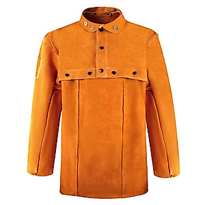 ONETIAN Leather Welding Jacket, Cape Sleeves with Bib Apron - High Heat and Flame Resistance for Ultimate Work Protection