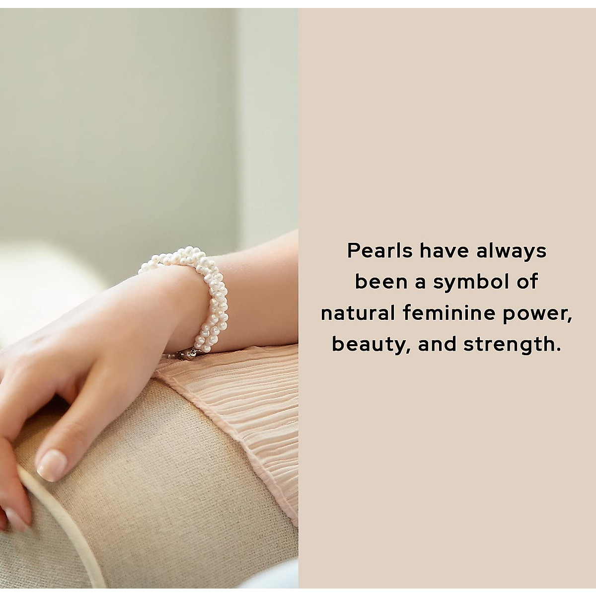 The Pearl Source 4-5mm Rice Shaped White Freshwater Pearl Bracelet for Women - Cultured Pearl Bracelet in 925 Sterling Silver with Genuine Cultured Pearls