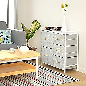 ROMOON Dresser Organizer with 5 Drawers, Fabric Dresser Tower for Bedroom, Hallway, Entryway, Closets - Gray