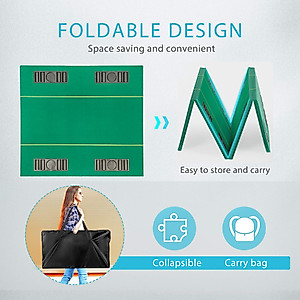 VIVOHOME 79 x 36 Inch Foldable 8-Player Texas Poker Card Table top Layout Portable Anti-Slip Rubber Board Game Mat with Cup Holders and Carrying Bag Green