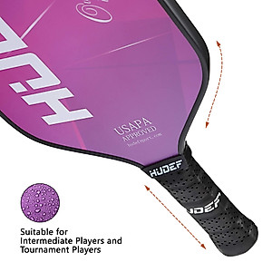 HUDEF Pickleball Single Paddle, Lightweight Graphite Carbon Fiber Face Pickleball Paddle Racquet Rackets Elongated Pickleball Paddles,Honeycomb Core,Cushion Comfort Grip USAPA Approved