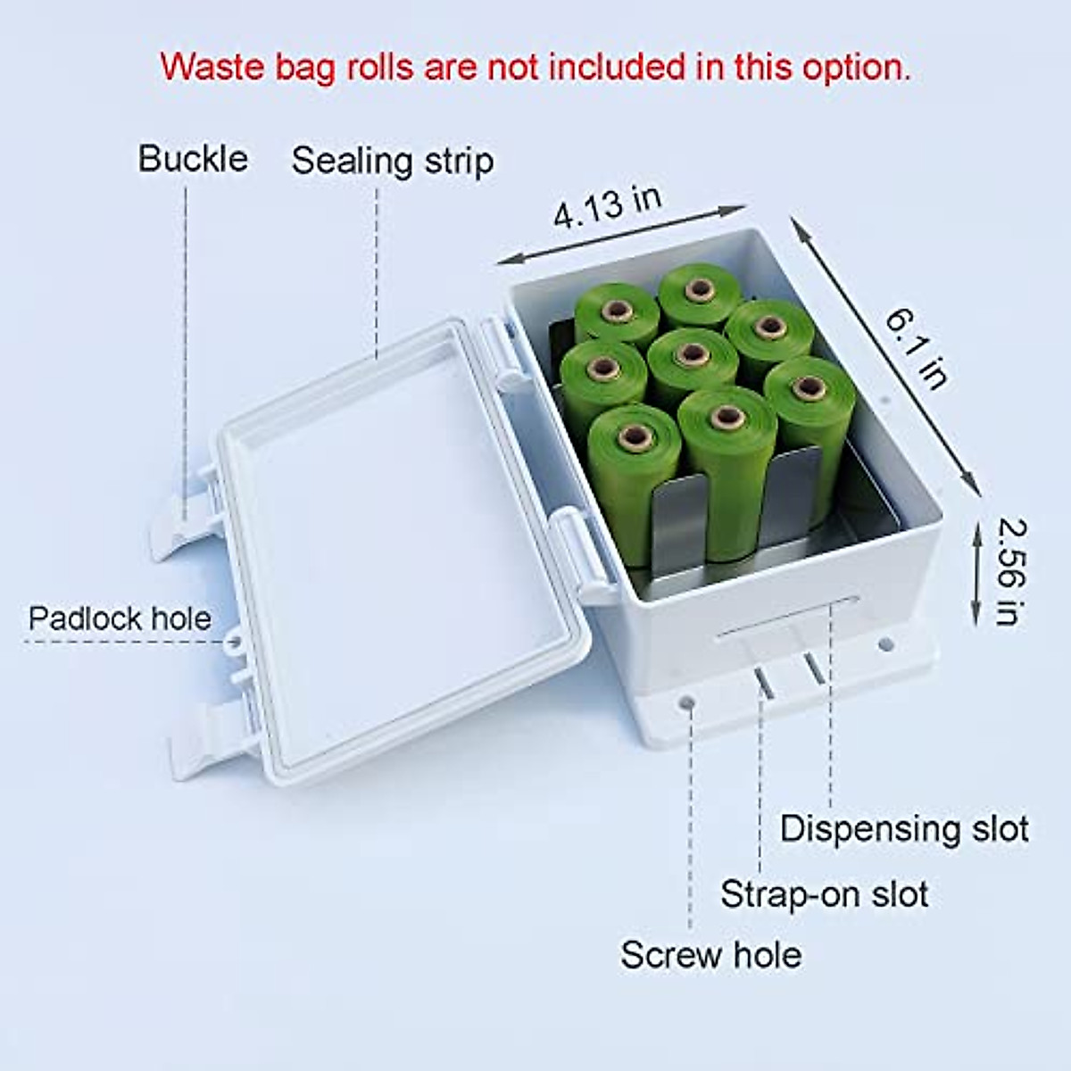 Dog Poop Bag Dispenser Wall Mount Waterproof Outdoor Dog Bag Dispenser | Printed With Cute Clean Up Dog Poop Signs | Stake, Pole, Fence Mounted | Fits Home, Porch, Lawn, Yard（only dispenser)