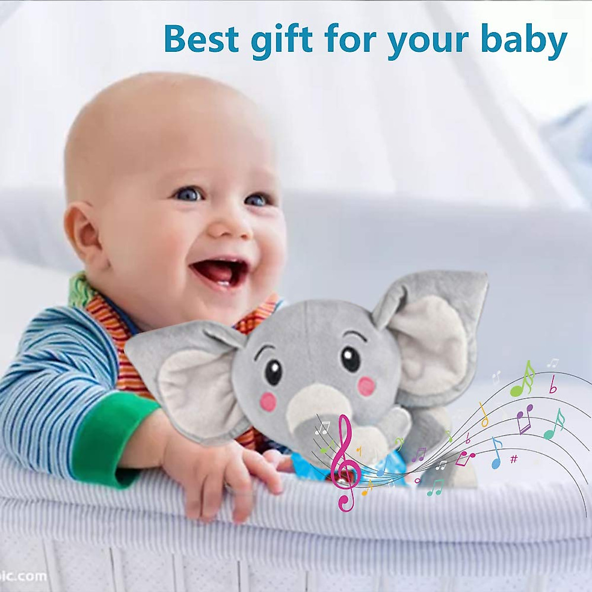 CGNiONE Plush Elephant Music Baby Toys, Newborn Baby Toys for Baby 0 3 6 9 12 Month, Cute Stuffed Aminal Light Up Baby Musical Toys for Infant Babies Boys & Girls Toddlers 0 to 36 Months