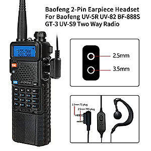 BaoFeng Radio UV-5R 8W Handheld Two Way Radio VHF/UHF Ham Radios Portable Walkie Talkie with Extra AR-771 High Gain Antenna and 1800mAh&3800mAh Extended Battery and Headsets (2Pack)