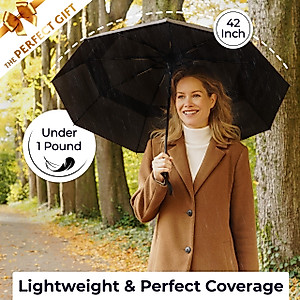 TUMELLA UltraV7 #1 Windproof Travel Umbrella [Light, Beautiful, Superior & Unbreakable], 2023 Anti-Flip & Ultra-Flex Tech, Compact, Small, Portable, Automatic, Strong, Durable, Premium Grip, Vibrant Designs, Folding Umbrella