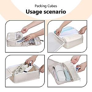 Easortm Packing Cubes 9 Set, Suitcase Organizer Bags Set Travel Cubes Durable Luggage Bags for Travel, Luggage Organizer for Travel Essentials.(Beige)