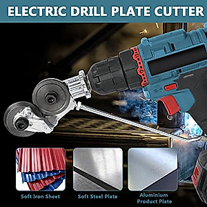 Electric Drill Plate Cutter, New Electric Drill Shears Metal Plate Cutter, Safe and Durable Drill Attachment for Metal Cutting for Cutting Metal Plates Hard Materials(Electric Drill Not Included)