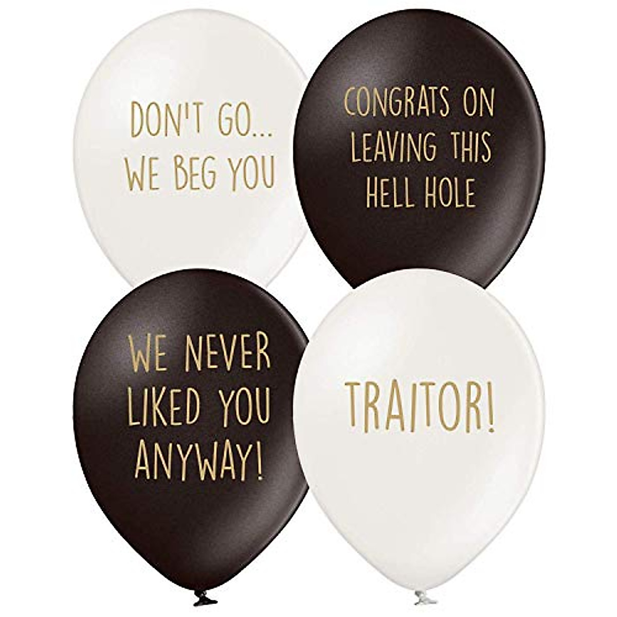 Office Leaver Going Away Funny Balloons - Pack of 12 Premium White And Black Balloons - Perfect For A Colleague Or Co-Worker
