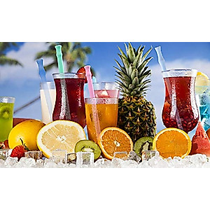 Vantic Collapsible Reusable Silicone Straws - 4Packs Portable Folding Drinking Straw BPA Free with Travel Case & Cleaning Brush for 16 or 20 or 30 oz Tumblers - Blue/Teal/Pink/Gray