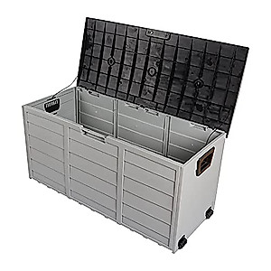 75Gallon Waterproof Outdoor Deck Box, 260L Plastic Outdoor Storage Box, Lockable Outdoor Storage Container Furniture Tools Storage Bench for Patio, Pool, Garden, Garage (Black)