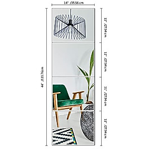 PETAFLOP Glass Full Body Wall Mirror Tiles, 4PCS 11x14 Inch Self Adhesive Full Length Home Gym Mirror, Frameless Glass Mirror for Bedroom Living Room Dorm