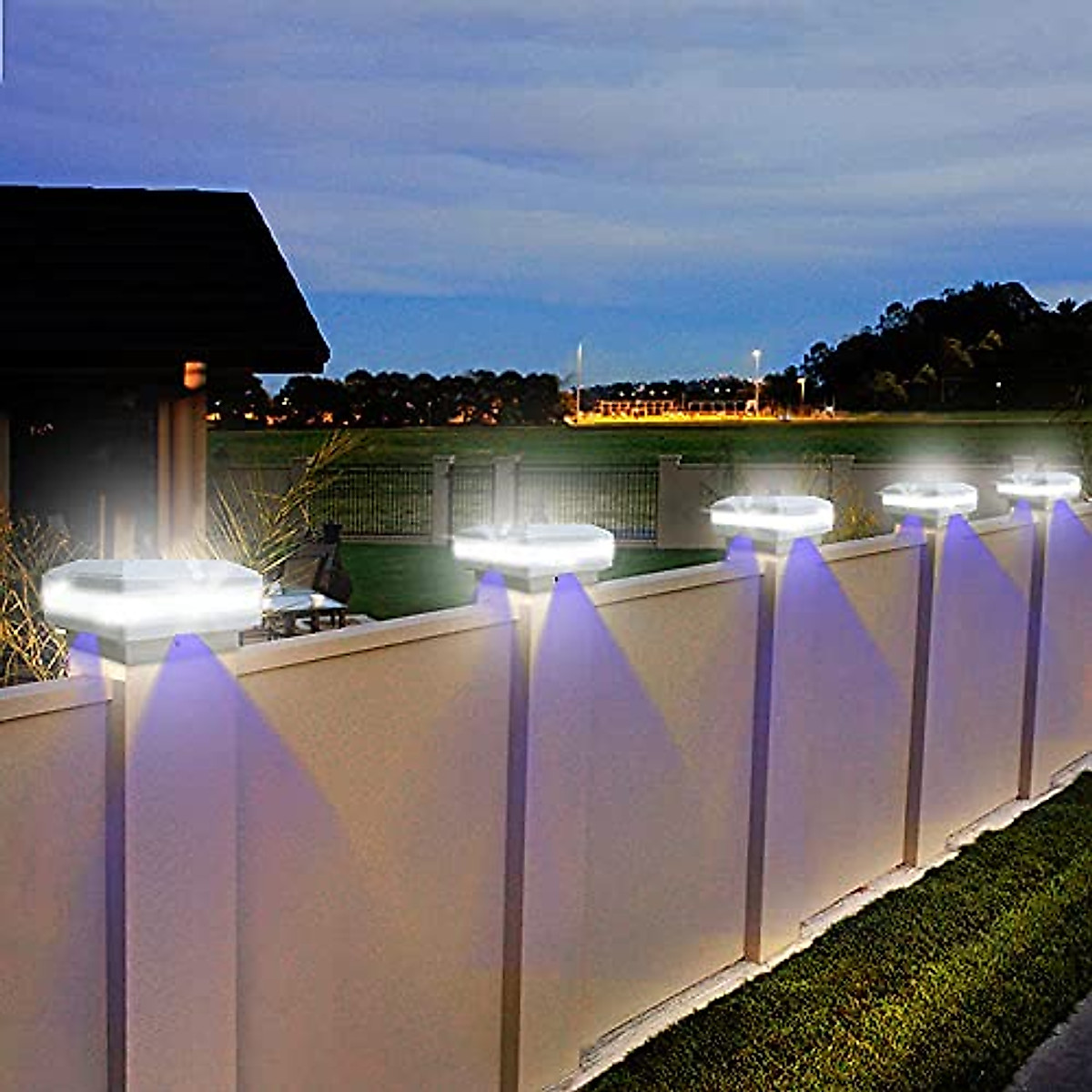 Solar Post Lights Outdoor, FVTLED Flexfit Solar Powered LED Fence Deck Post Cap Light for 3.5x3.5 4x4 5x5 6x6 Wooden Posts, Waterproof White Lighting Patio Garden Decoration (White, 1 Pack)