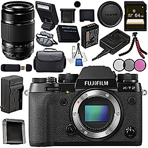 Fujifilm X-T2 Mirrorless Digital Camera (Body Only) 16519247 + Fujifilm XF 55-200mm f/3.5-4.8 R LM OIS Lens 16384941 Bundle