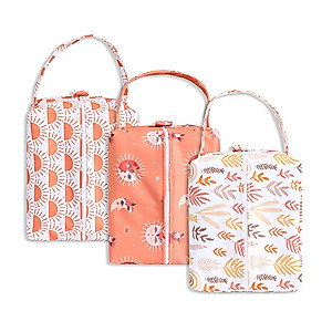 Lmbabter Baby Diaper Wet Dry Bag - 3PCS Diaper Organizer Bag Nappy Pouch Water- resistan Diaper Pod for Baby Diaper Bag,Gym Bag，Travel Bag (Orange)