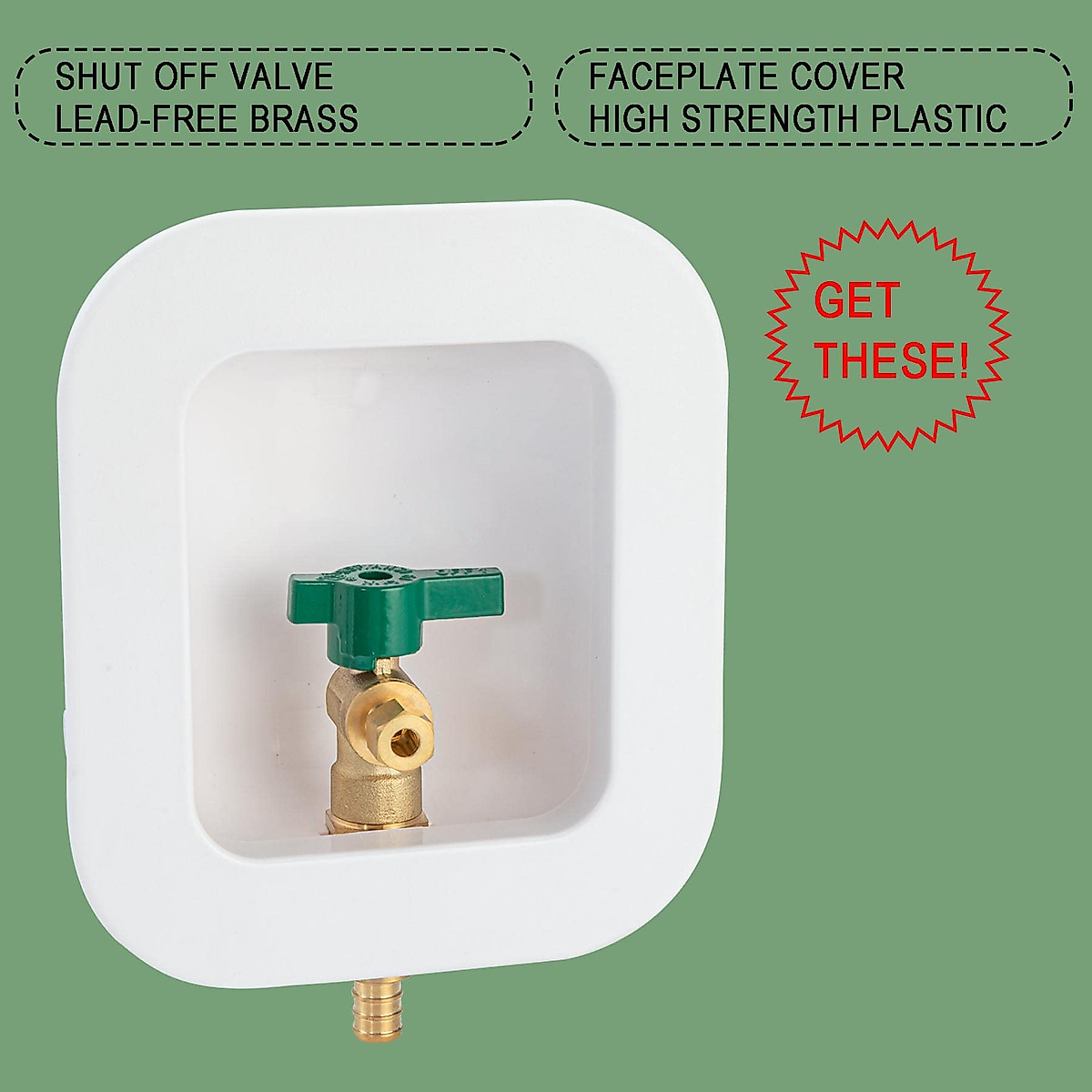 [1 Piece] Lingmfg Ice Maker Outlet Box PEX Crimp, 1/2 inch Crimp PEX 1807, Connection 1/4 Inch Ice Maker Hose, Water Valve Box Inlet Compression Cover Old Work