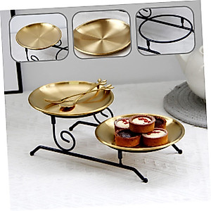 Didiseaon 2 Pcs Iron Cake Stand Cupcake Tree Cupcake Tier Stand Cake Holder Table Wedding Cupcake Stand 2 Layer Food Tray Cake Tray Wedding Snack Stand Dessert Shelf to Rotate European Style