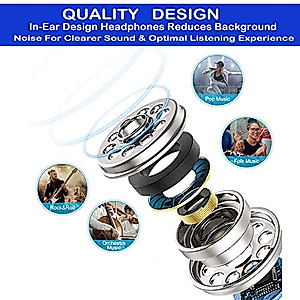 2 Pack Headphone Earphone Earbuds 3.5mm Wired Headphone Noise Isolating Earphones with Built-in Microphon Volume Control Compatible with iPhone 6 Plus SE 5S 4 Pod Pad Samsung Android MP3