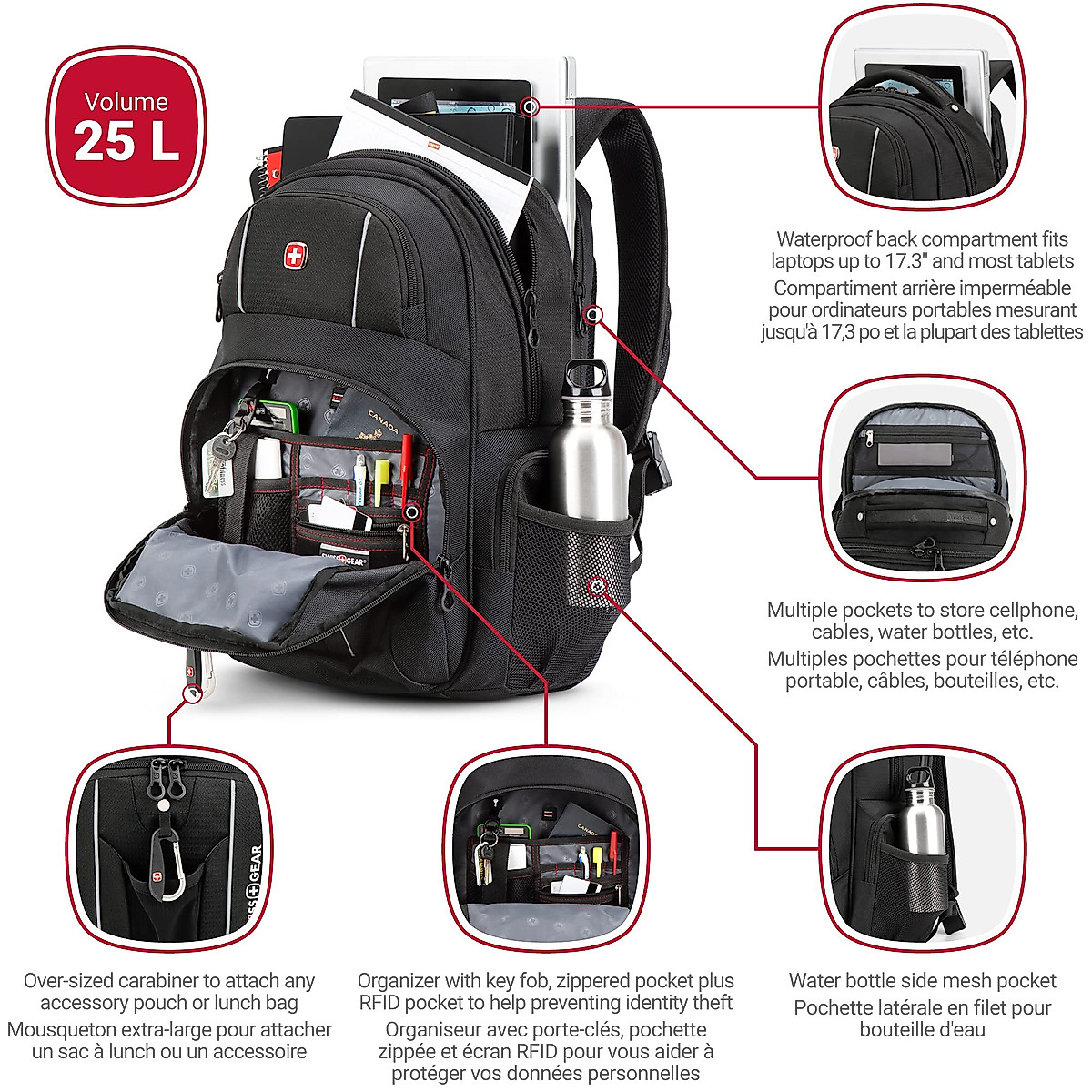 SwissGear unisex-adult Lightweight, Black, Under Seat, Lightweight