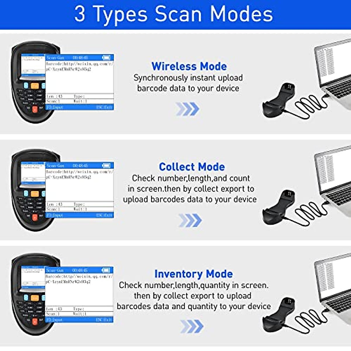Wireless Barcode Scanner JRHC Portable Barcode Reader 1D PDF Inventory Scanner Data Collector Handheld Barcode Scanner with 2.2 inch LCD Screen & Charging Base…