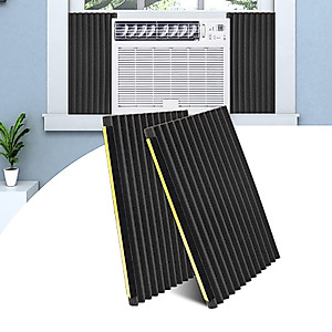 Pearwow Window Air Conditioner Side Panels,Window AC Side Panel Foam Insualtion Kit,17in High x 9in Wide x 7/8in Thick,2 Pack,Black