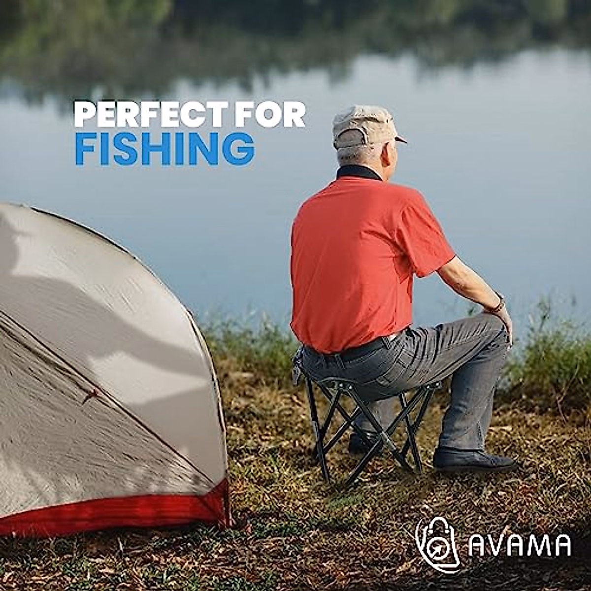 AVAMA - Camping Stool, Folding Small Chair Seat Height 10 inch Portable Camp Stool with Carry Bag for Camping - Fishing - Hiking - Gardening - Travel - Hiking - Beach - Garden - BBQ