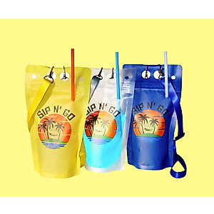 25 PCS Wearable Drink Pouches with Straw, Drink Pouches with Lanyard, Reusable Pouches for Adults and Kids, Funnel Included