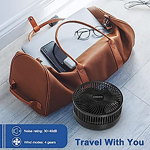 Primevolve 8.7 inch Battery Operated Fan for Bedroom with Remote, Rechargeable Portable USB Fan with Adjustable Height for Camping Tent Travel Black