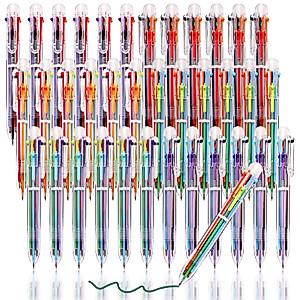 JPSOR 36 Pack Fun Pens for Kids, Multicolor Ballpoint Pen 6-in-1, Party Favors Transparent Barrel Ballpoint Pen 6-Color 0.5mm for Office School Supplies Students Children Gift