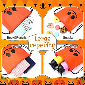 Bulyoou 32 Pcs Halloween Drawstring Backpacks Bulk Halloween Party Favor Bags Trick or Treat Bags Pumpkin Design String Sack Bags Halloween Party Favors Supplies Gift Wrap Bags