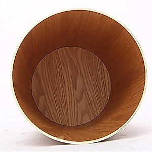 ZZFF Wood Trash Can with Swing Lid,Round Kitchen Garbage Can,Japanese Small Waste Bin Wastebasket for Office Bathroom Livingroom A 19x19x30cm(7x7x12inch)