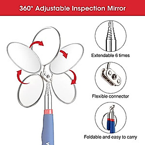 WORKPRO 4PC Telescoping Magnetic Pick Up Tool Kit, Includes Telescoping Inspection Mirror, 2PC Magnetic Pick Up Tool And Four Claw Grabber Tool, Pick Up Grab Tool Set For Auto Repair