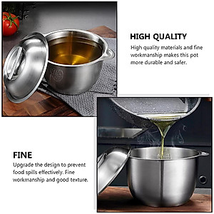 HEMOTON Nonstick Soup Pot 1pc Lard Can 304 Stainless Steel Oil Bottle Vegetable Baby Nonstick Sauce Pot