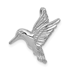 Solid 14k White Gold Open-Backed Hummingbird Chain Slide Pendant Charm - 19mm x 18mm