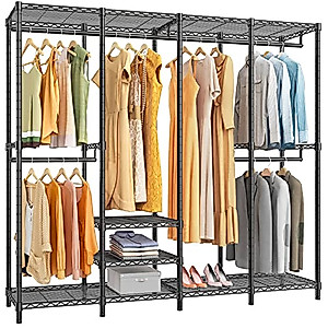 VIPEK V40 Wire Garment Rack Heavy Duty Clothes Rack for Hanging Clothes, Multi-Functional Bedroom Clothing Rack Freestanding Closet Wardrobe Rack, 76 inch L x 15.7 inch W x 75.6 inch H, Max Load 900lbs, Black