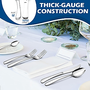 E-far Heavy Duty Silverware Set for 8, 40-Piece Stainless Steel Flatware Cutlery Set, Heavy Weight Metal Eating Utensils Sets for Home Restaurant Weddings, Mirror Polished & Dishwasher Safe