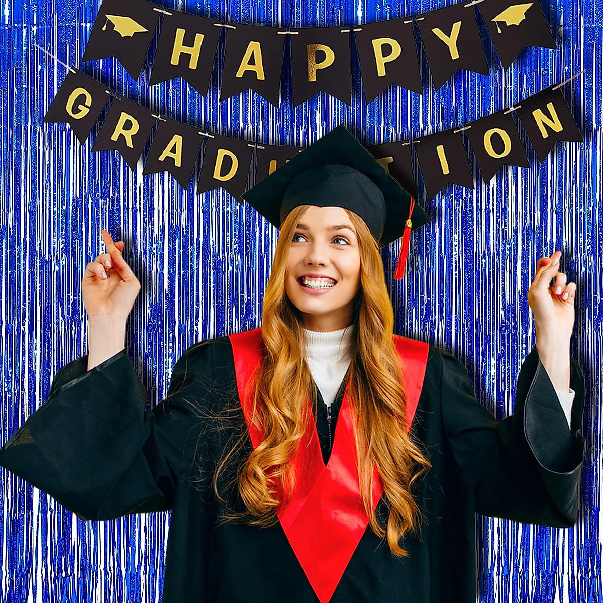 BRAVESHINE Blue Tinsel Foil Fringe Curtains - 2Pcs 3.2x8.2 ft Metallic Holidays Photo Backdrop for Birthdays Homecoming Bachelor Bachelorette Sea Theme Party Decorations