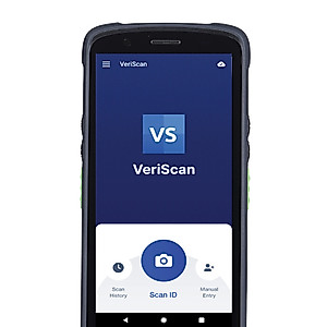 IDWare 9000 ID Passport Scanner – Touchless Handheld Scanning Solution with VeriScan Basic Software for Age Verification & Visitor Management – Free Charging Cradle, Screen Protector & Wrist Strap